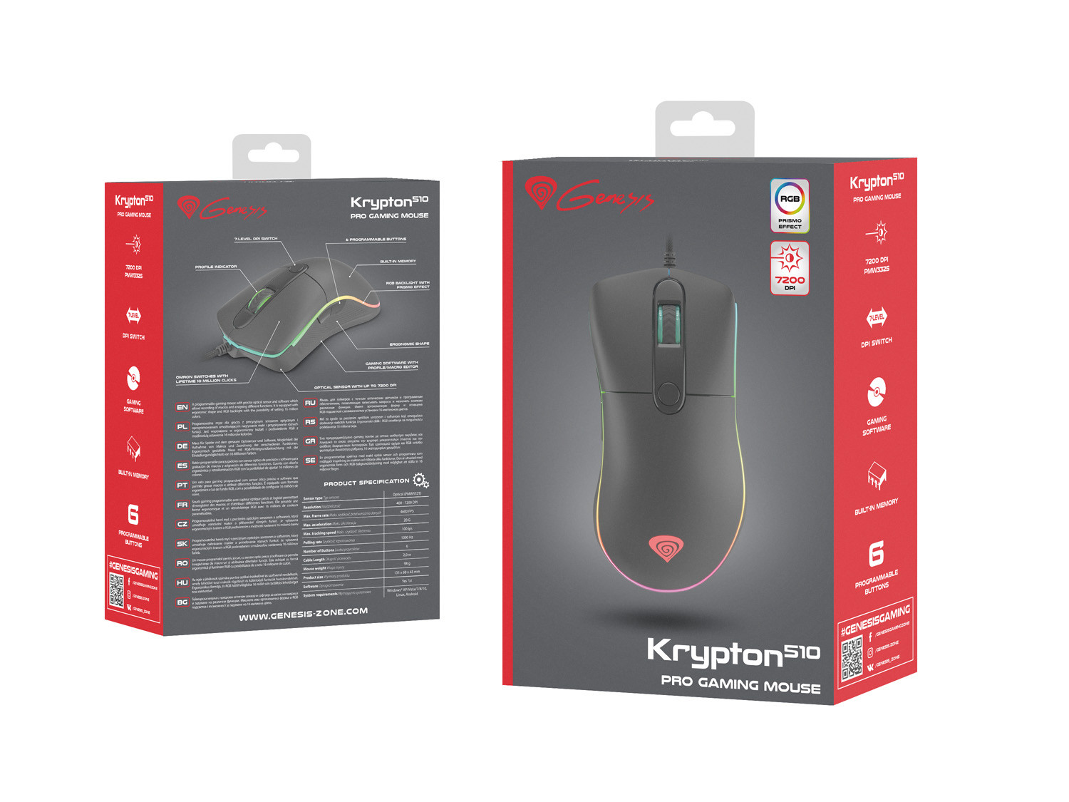 Genesis Krypton 510 Gaming-Maus, RGB, 8000 DPI, RGB ...