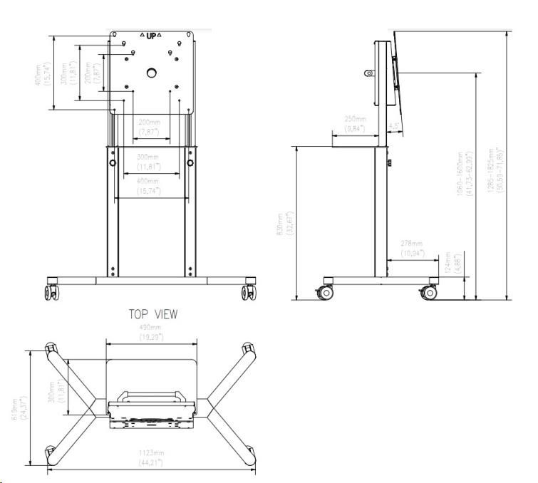 Professioneller Ständer für Fernseher und Monitore 43" bis 65" TRF100 ...